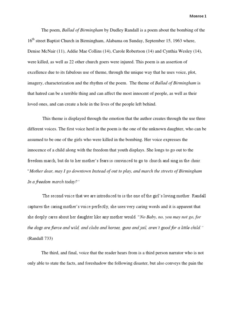 Ballad of Birmingham | PDF | Poetry