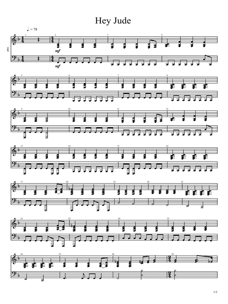 Hey Jude - Partitura Piano | PDF | Paul Mc Cartney | Song Recordings Produced