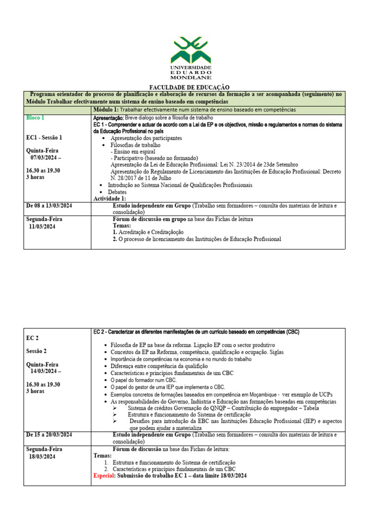 EC 1 - Plano de Seguimento de TESBC - Marco 2024 | PDF ...