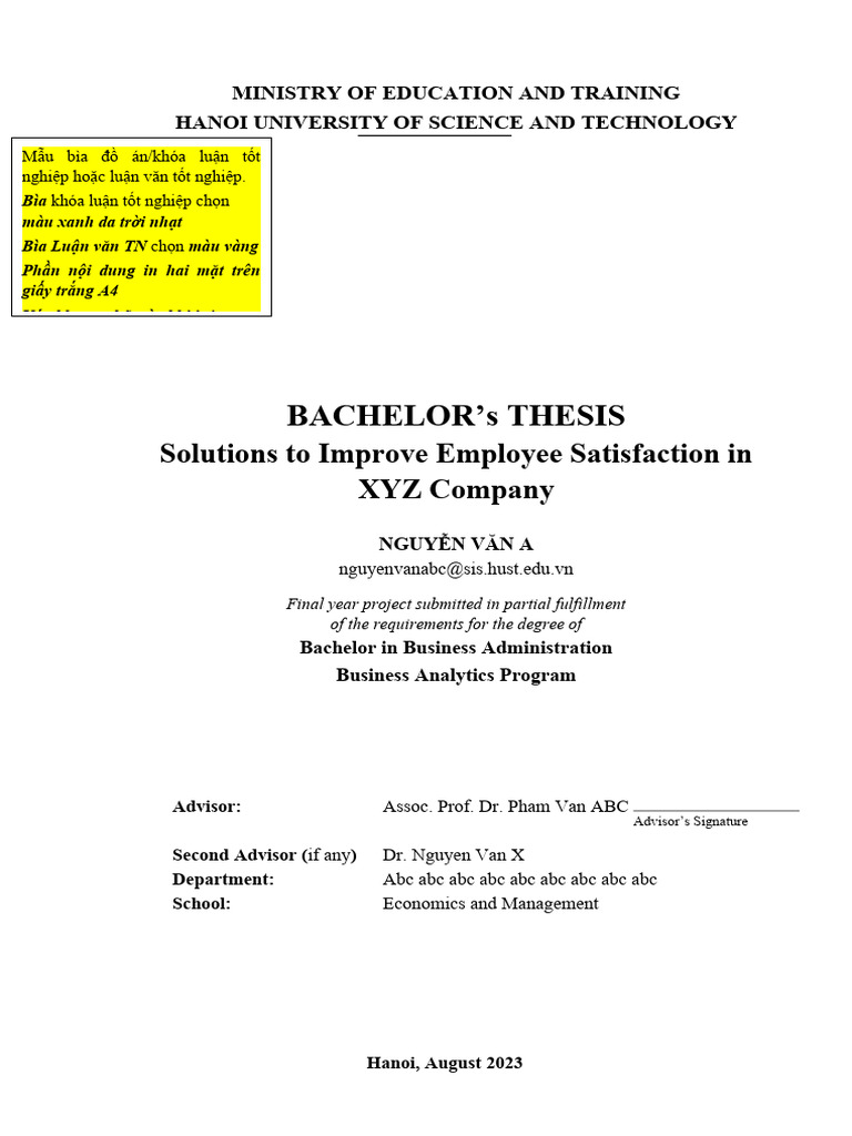 Template KLTN - ĐANC_2022 - Eng Ver. | PDF | Thesis | Science