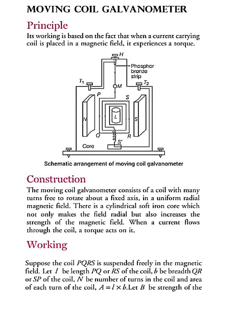 Notes - Moving Coil Galvanometer | PDF