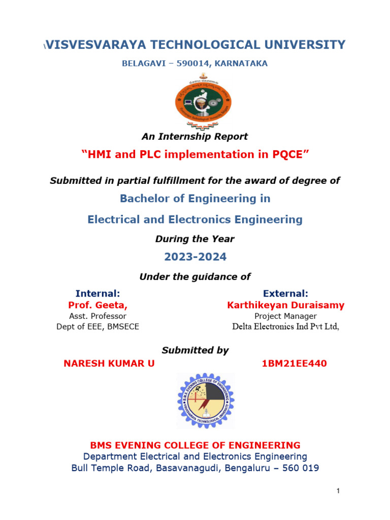 Naresh Internship Report - V1 | PDF | Programmable Logic Controller | Scada