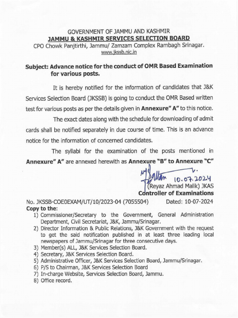 Advance Notice OMR 10072024 | PDF | Computing