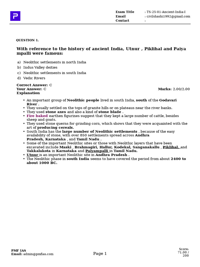 Test 1 | PDF | Paleolithic | Neolithic