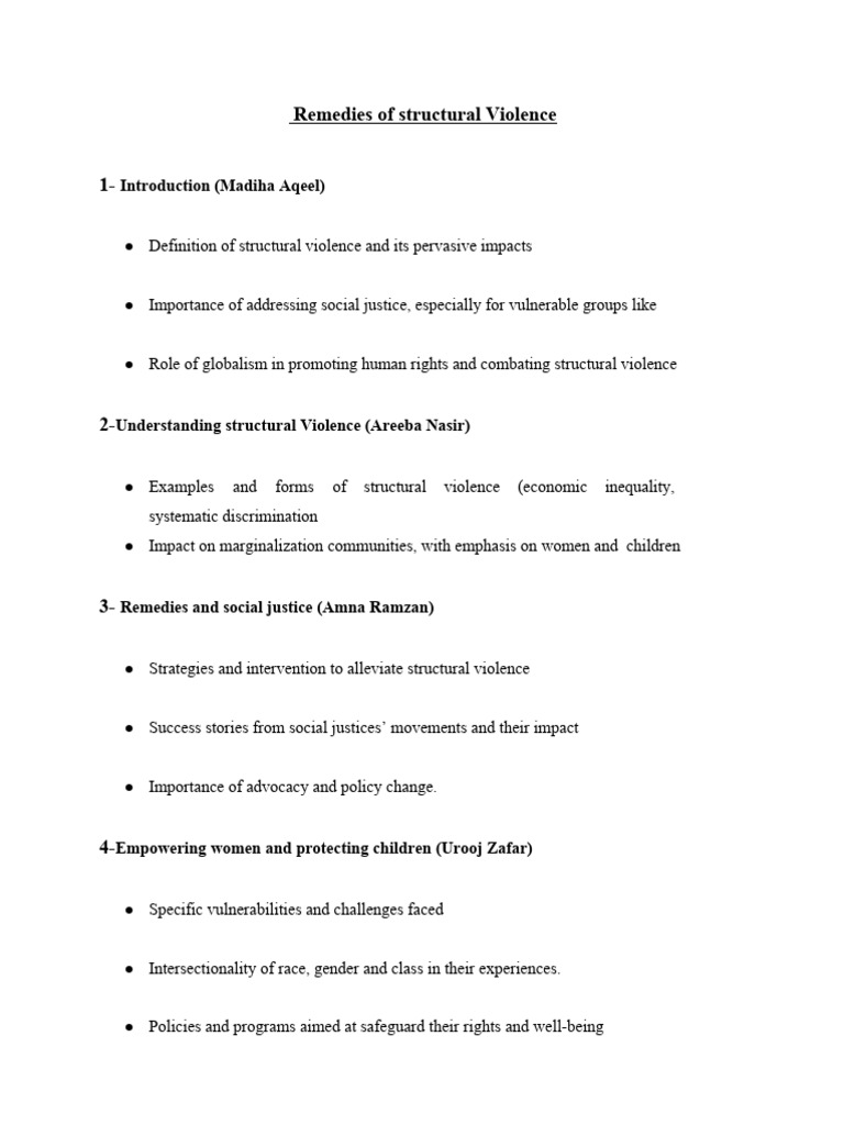 Group 3 (Remedies of Structural Violence) | PDF | Social Exclusion ...