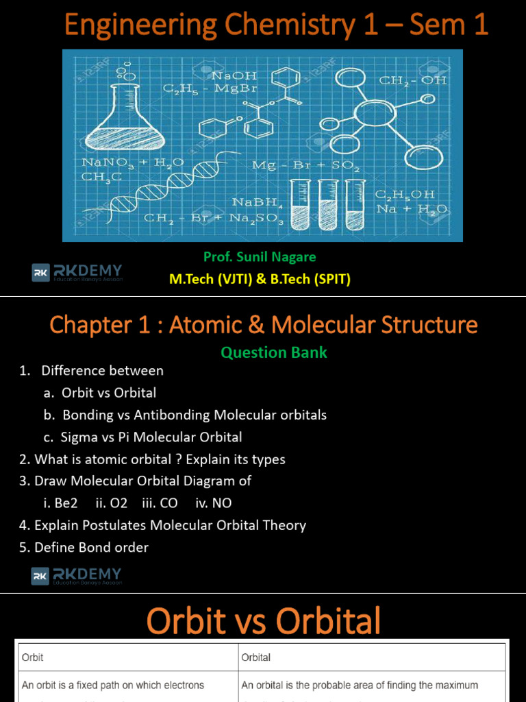 CH 1 Chemistry 1 Sem 1 | PDF | Molecular Orbital | Atomic Orbital