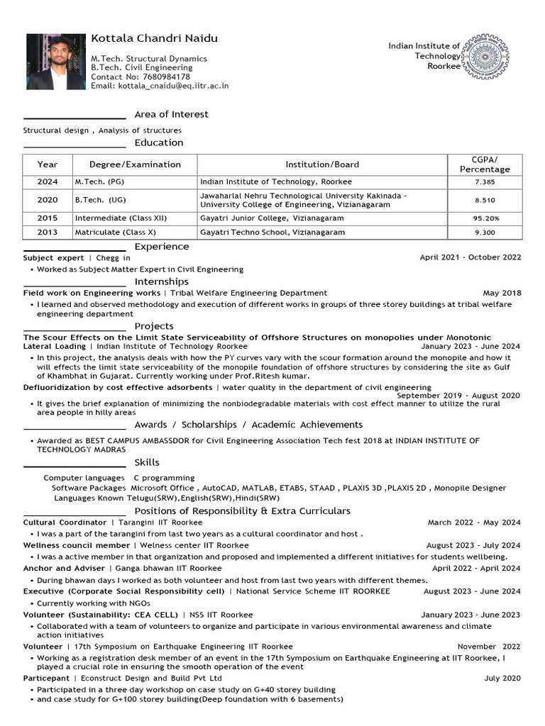 Kottala Chandri Naidu's Profile | PDF | Engineering
