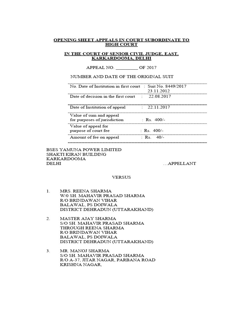 Appeal-Reena - 2017 | PDF | Lawsuit | Appeal