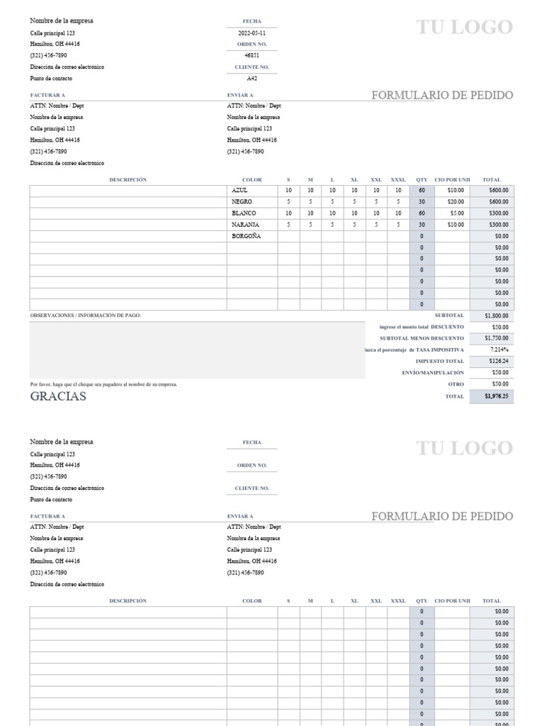 IC T Shirt Order Form Template 27221 ES | PDF | Economias