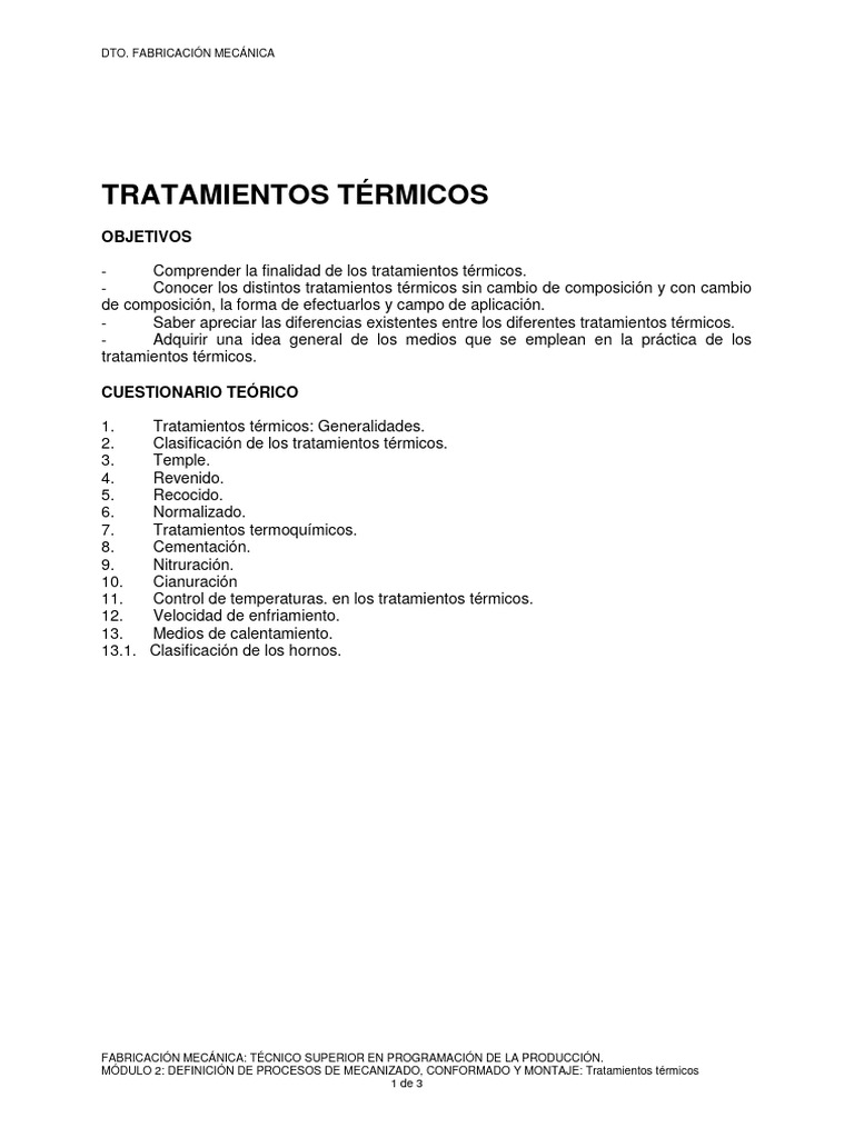 Tratamientos Térmicos | PDF | Tratamiento a base de calor | Acero