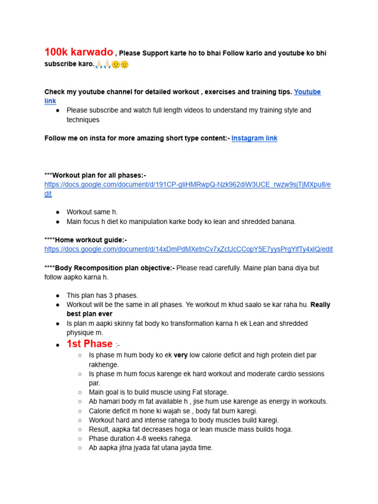 Recomp Plan For Skinny Fat | PDF | Nutrition | Diet & Nutrition