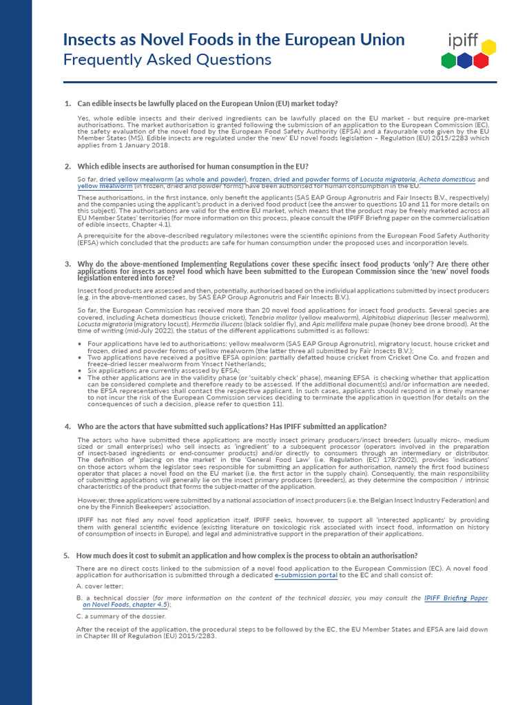 FAQs Insects As Novel Foods in The European Union 13 01 Final | PDF | European Union | European ...