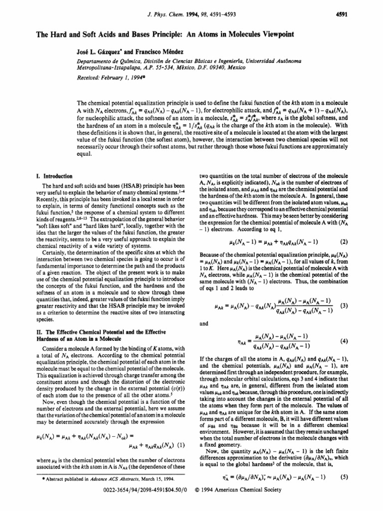The Hard and Soft Acids and Bases Princi | PDF | Chemistry | Physical ...