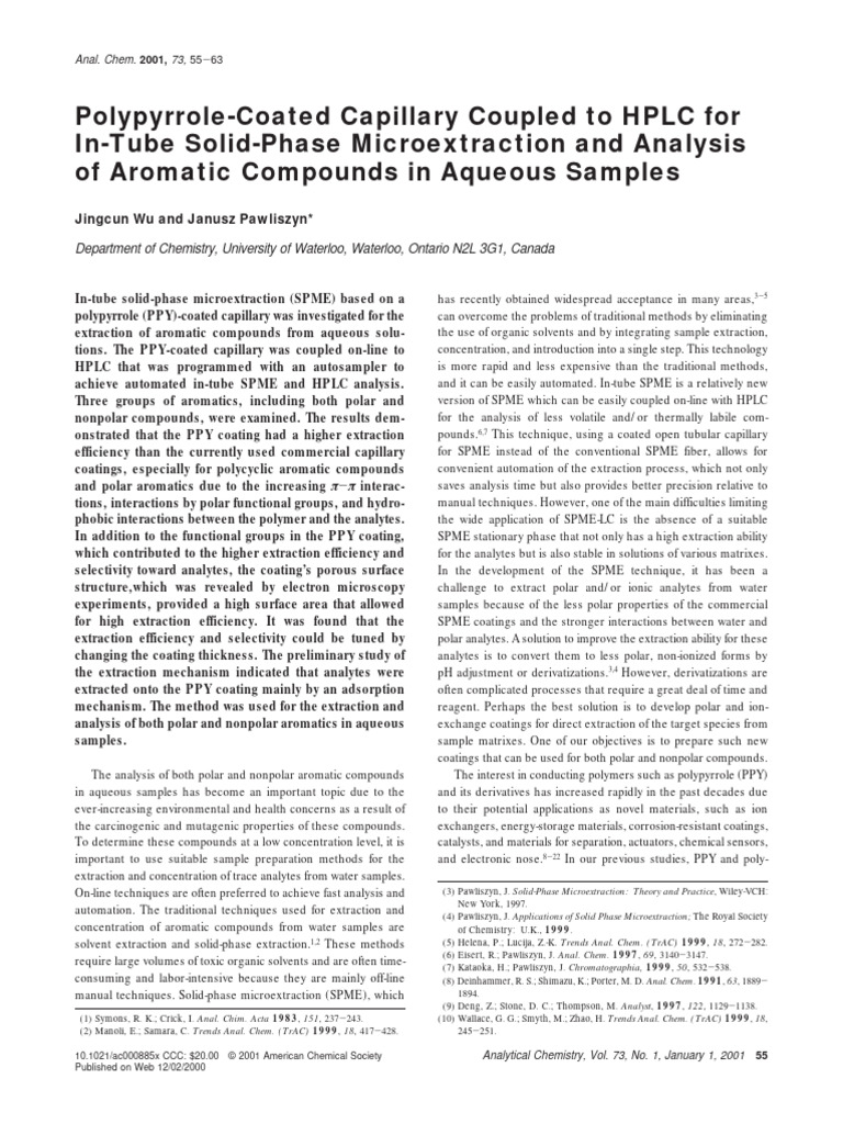 Polypyrrole-Coated Capillary Coupled To HPLC For In-Tube Solid-Phase Microextraction and ...