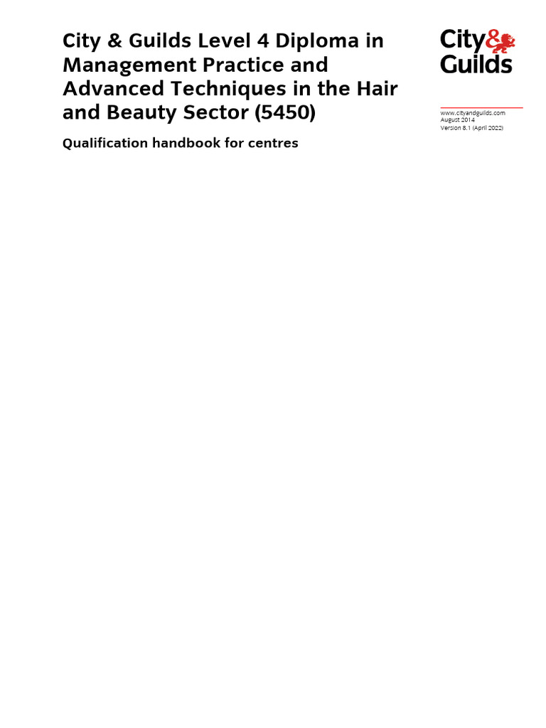 5450 l4 Diploma Qualification Handbook v8-1 PDF | PDF | Hair Removal ...