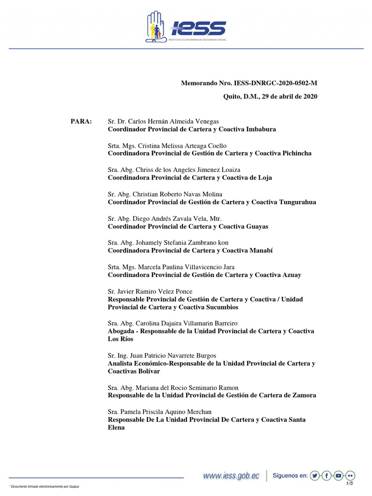 IESS-DNRGC-2020-0502 - Solicitud Plazos | PDF | Gobierno