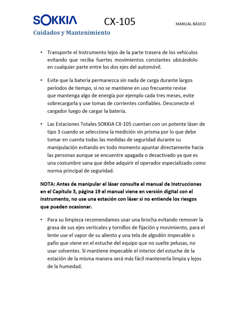 Estacion Total Manual CX105 | PDF | Medición