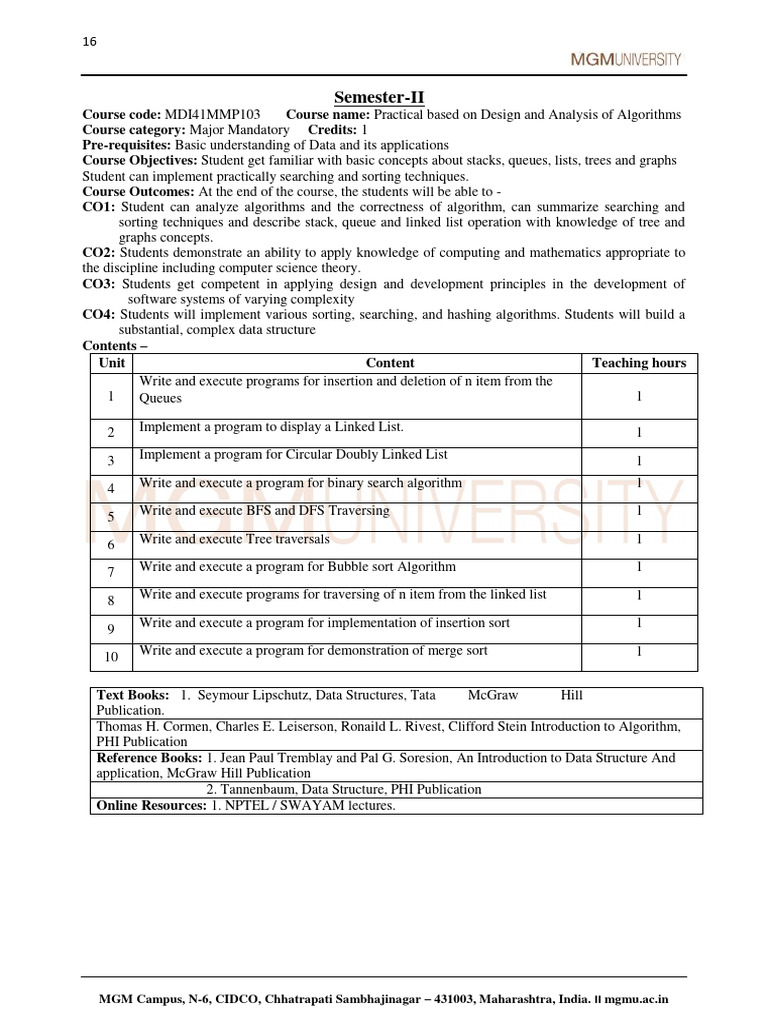 DS PR Syllabus | PDF | Algorithms | Applied Mathematics DS PR Syllabus | PDF | Algorithms | Applied Mathematics