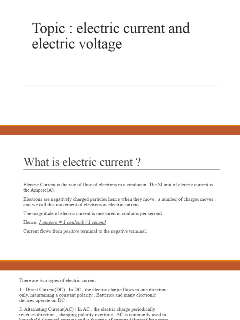 Topic: Electric Current and Electric Voltage | PDF