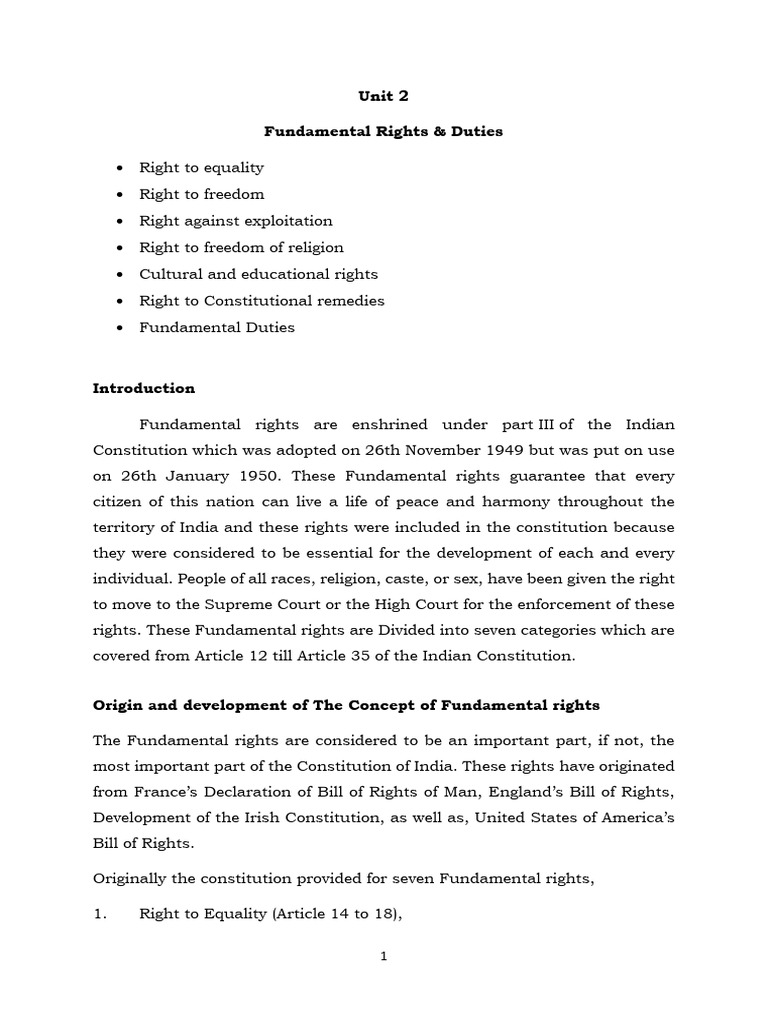 Unit II Fundamental Rights | PDF | Writ | Government
