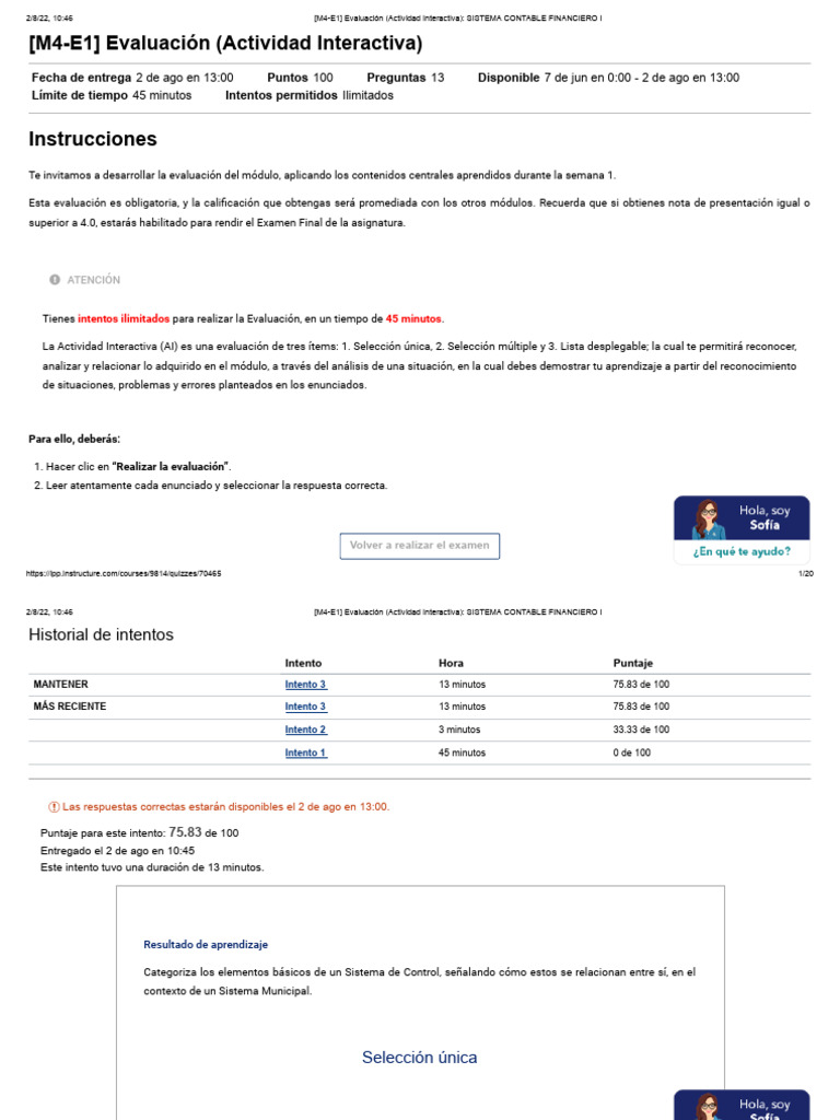 (M4-E1) Evaluación (Actividad Interactiva) - SISTEMA CONTABLE FINANCIERO I | PDF | Contabilidad ...