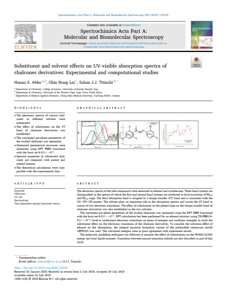 Substituent and Solvent Effects on UV-Visible Absorption Spectra of ...