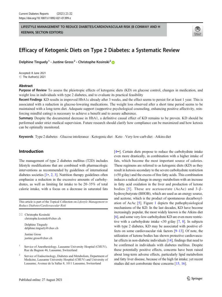 Ketogenic Diets and Type 2 Diabetes: Review | PDF | Dieting | Diabetes