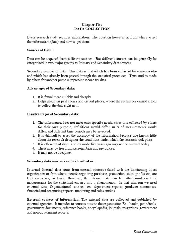 Chapter5 Sources and Methods of Data Collection | PDF | Survey ...