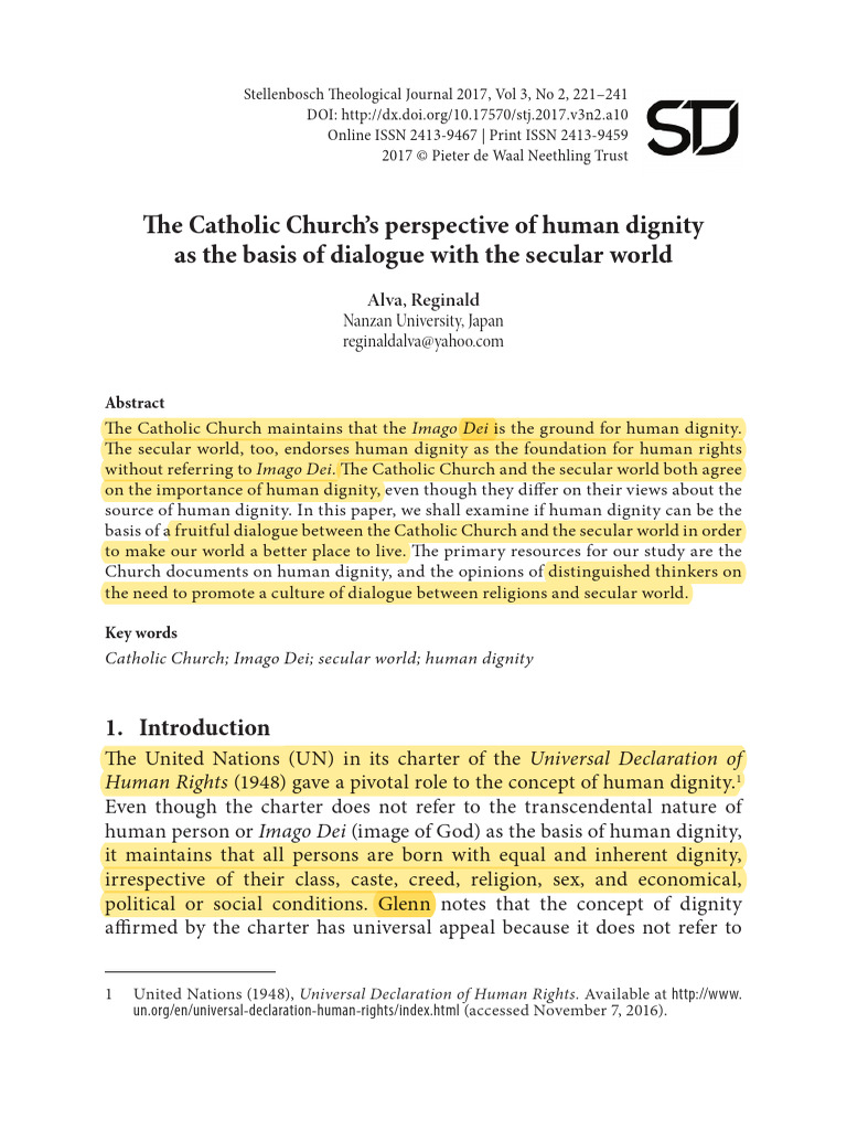 The Catholic Churchs Perspective of Human Dignity | PDF | Catholic ...