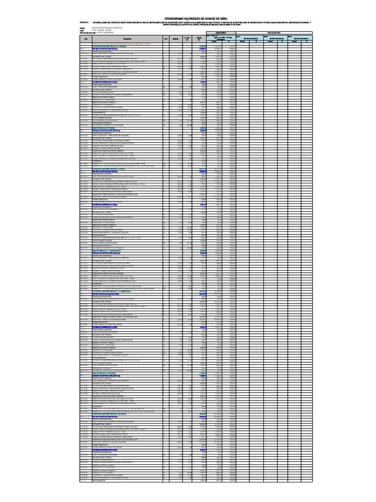 Cronograma Valorizado Reformulado | PDF | Tubería (transporte de fluidos) | Albañilería