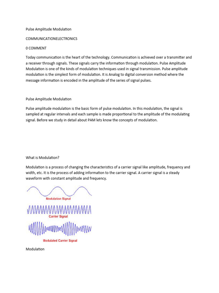 Pulse Amplitude Modulation | PDF | Modulation | Amplitude