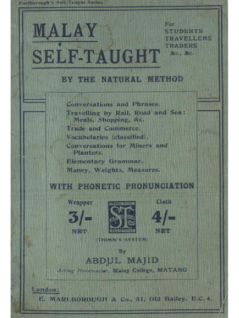 Abdul Majid, Malay Self-Taught by The Natural Method With Phonetic ...