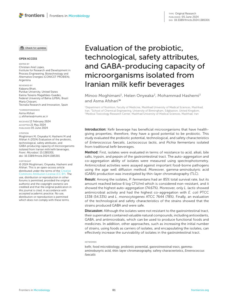 Evaluation of The Probiotic Potential | PDF | Probiotic | Yeast