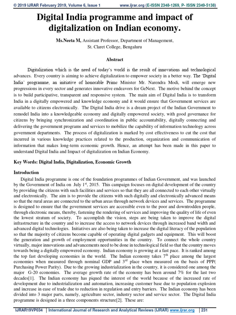 Impact Report of Digital India Movement | PDF | Agriculture | Economy ...