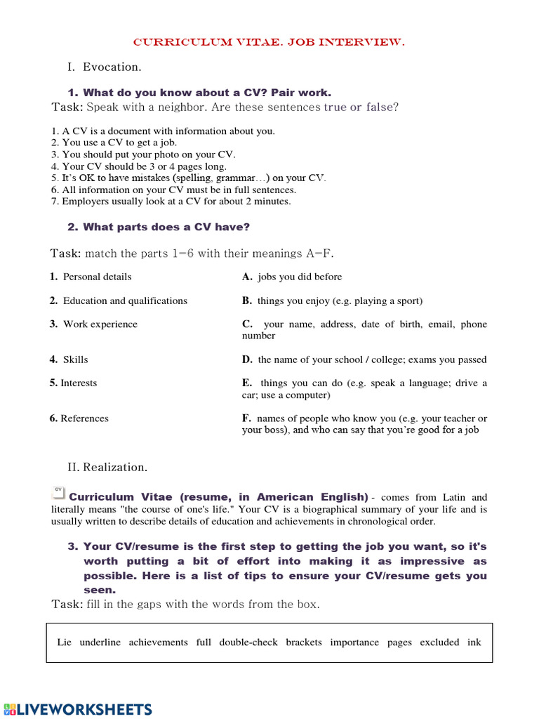 CV Job Interview | PDF | Résumé | Job Interview