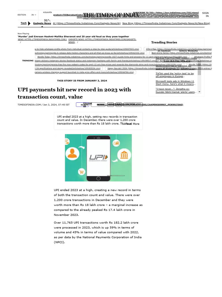 UPI Payments - UPI Payments Hit New Record in 2023 With Transaction ...