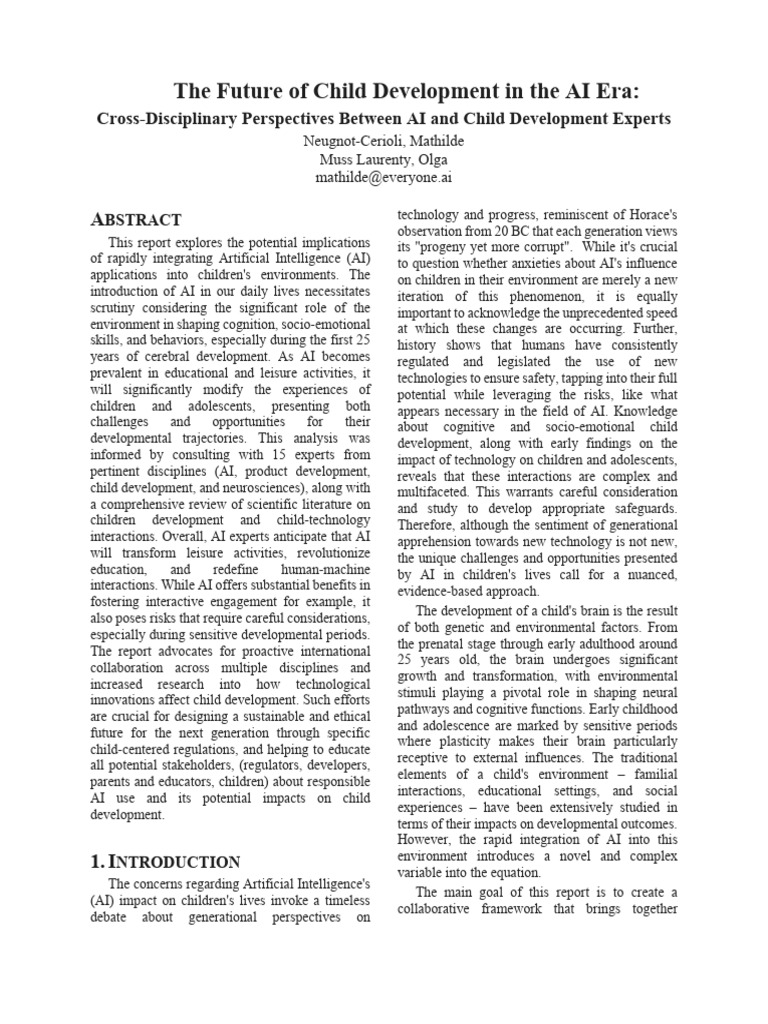 AI's Impact on Child Development | PDF | Intelligence (AI) & Semantics ...