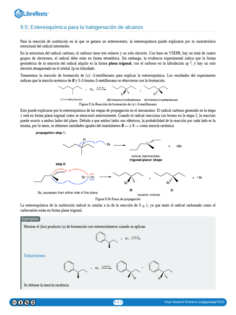 Estereoquímica en Halogenación de Alcanos | PDF | Radical (Química) | Estereoquímica