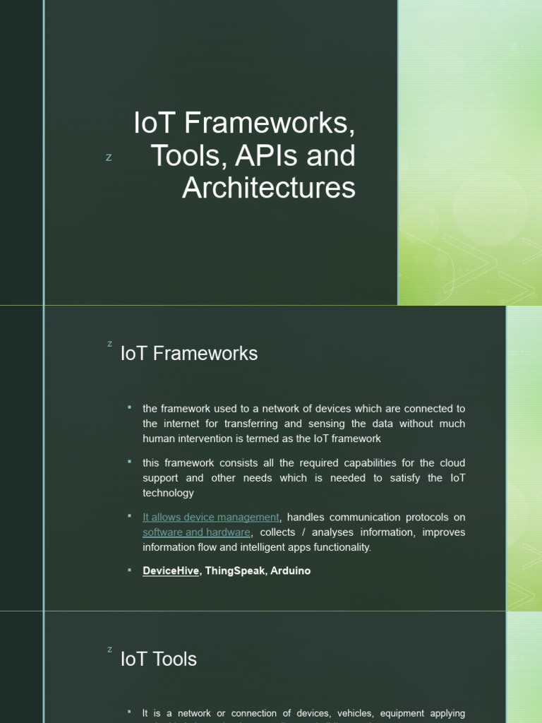 IoT Frameworks, Tools, APIs and Architectures | Download Free PDF | Internet Of Things ...