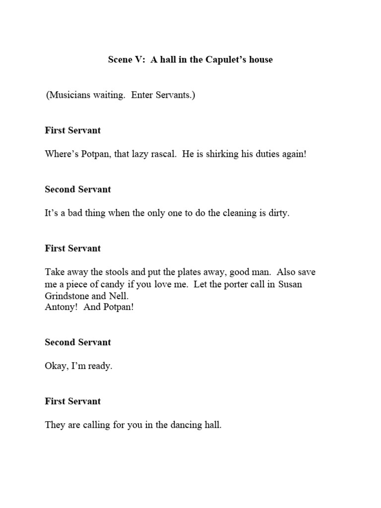 Romeo Juliet Act 1 Scene v Capulets Hall | Download Free PDF ...