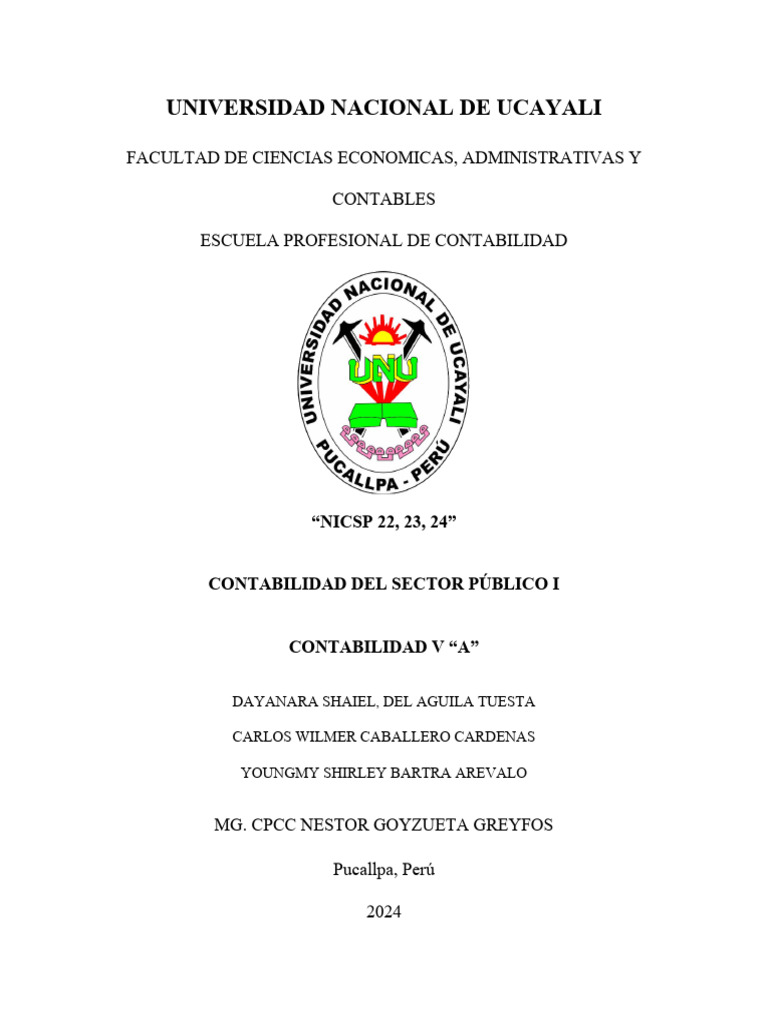 Nicsp 22, 23 y 24 | PDF | Contabilidad | Estado financiero