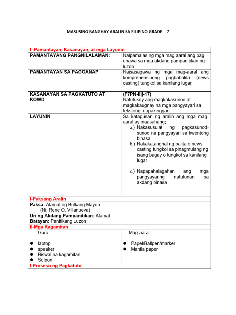 Filipino Lesson Plan BM | PDF