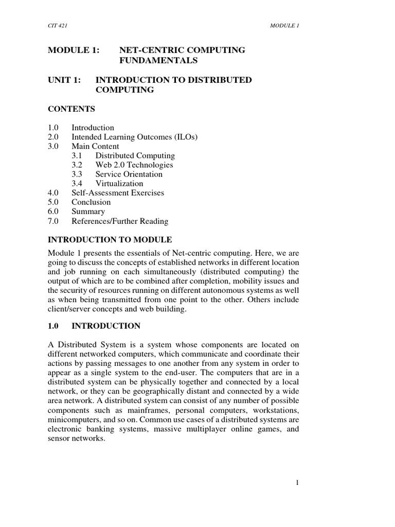 Lecture 1 - Csc422 - Introduction To Distributed Computing | PDF | Cloud Computing | Client ...