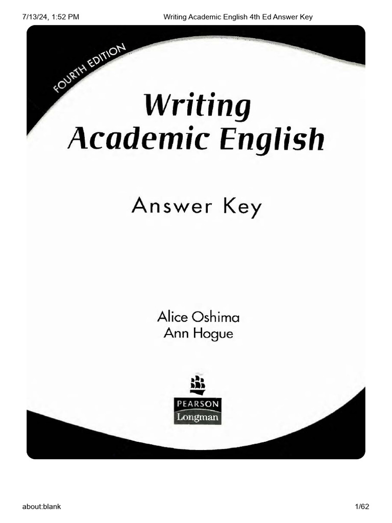 Writing Academic English 4th Ed Answer Key | PDF