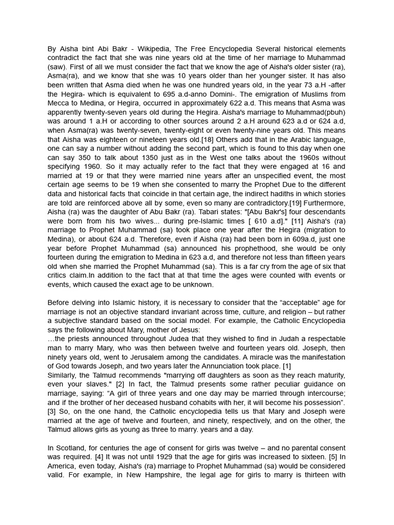 The Real Age of Aisha (Ra) | PDF | Abrahamic Religions