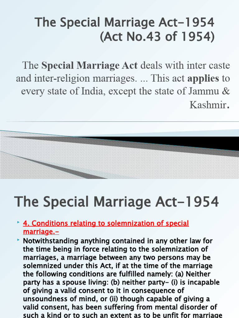 Special Marriage Act | PDF | Marriage | Social Institutions