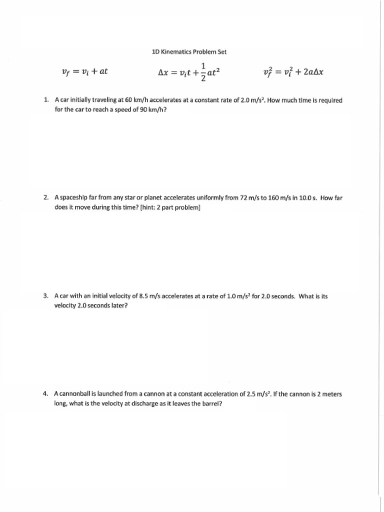 1D Kinematics Accelerated Physics | PDF