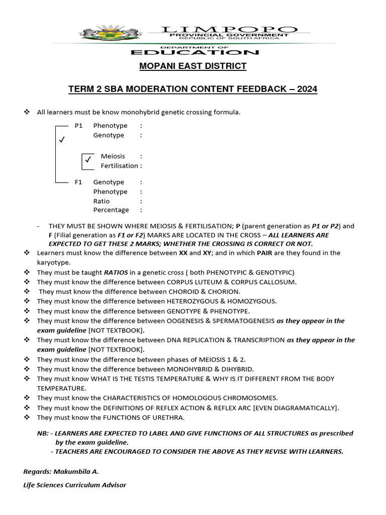 SBA MODERATION CONTENT FEEDBACK 2024 | PDF