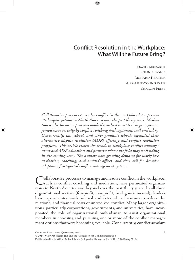 Confl Ict Resolution in The Workplace WH | PDF | Mediation ...