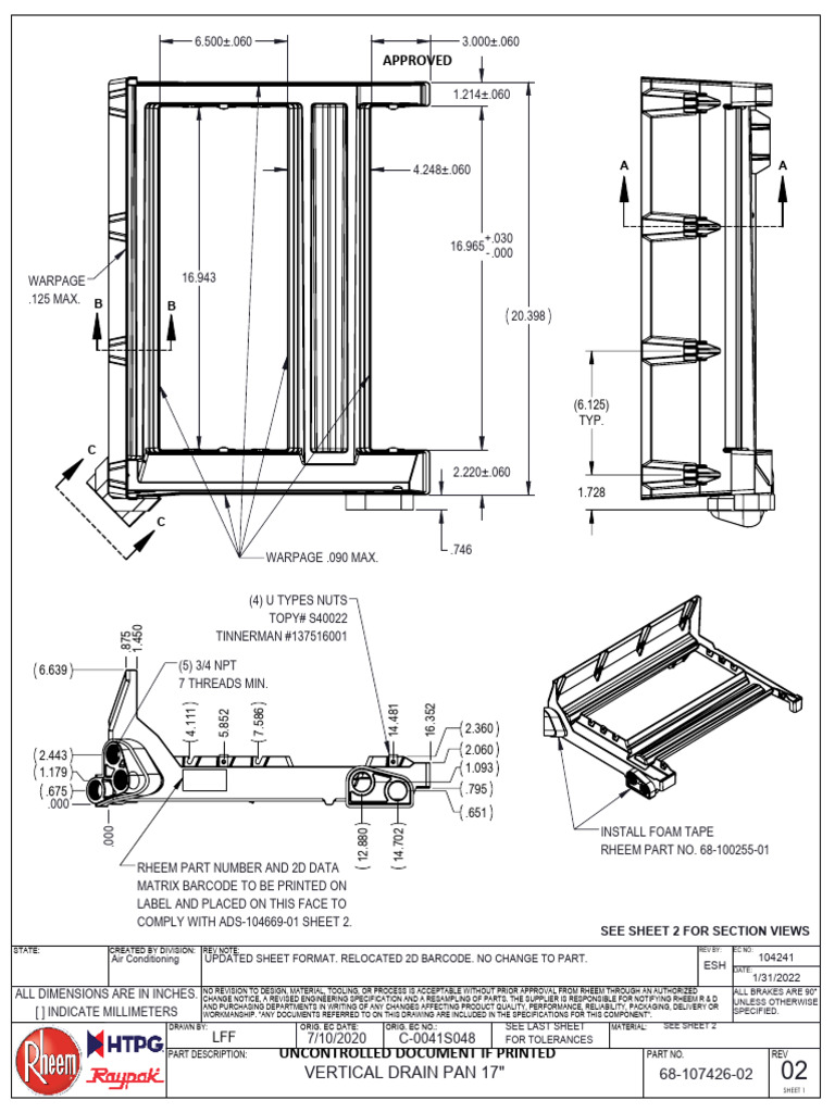 68 107426 02 - SLDDRW | PDF | Engineering Tolerance | Specification ...